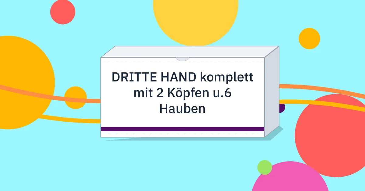 Symbolbild: Packung mit der Aufschrift DRITTE HAND komplett mit 2 Köpfen u.6 Hauben (PZN 03575770) – Verfügbarkeit und Bezug in Apotheken in Frankfurt am Main
