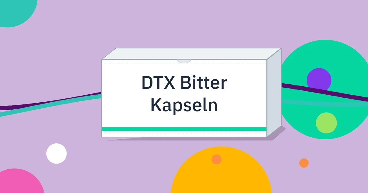 Symbolbild: Packung mit der Aufschrift DTX Bitter Kapseln (PZN 17175086) – Verfügbarkeit und Bezug in Apotheken in Frankfurt am Main