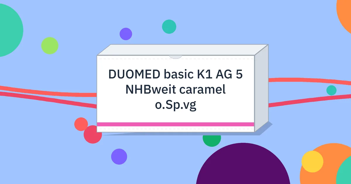 Symbolbild: Packung mit der Aufschrift DUOMED basic K1 AG 5 NHBweit caramel o.Sp.vg (PZN 20905619) – Verfügbarkeit und Bezug in Apotheken in Frankfurt am Main