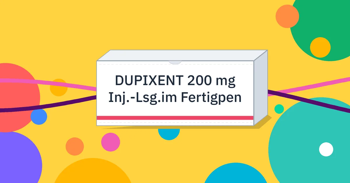 Symbolbild: Packung mit der Aufschrift DUPIXENT 200 mg Inj.-Lsg.im Fertigpen (PZN 16804410) – Verfügbarkeit und Bezug in Apotheken in Frankfurt am Main
