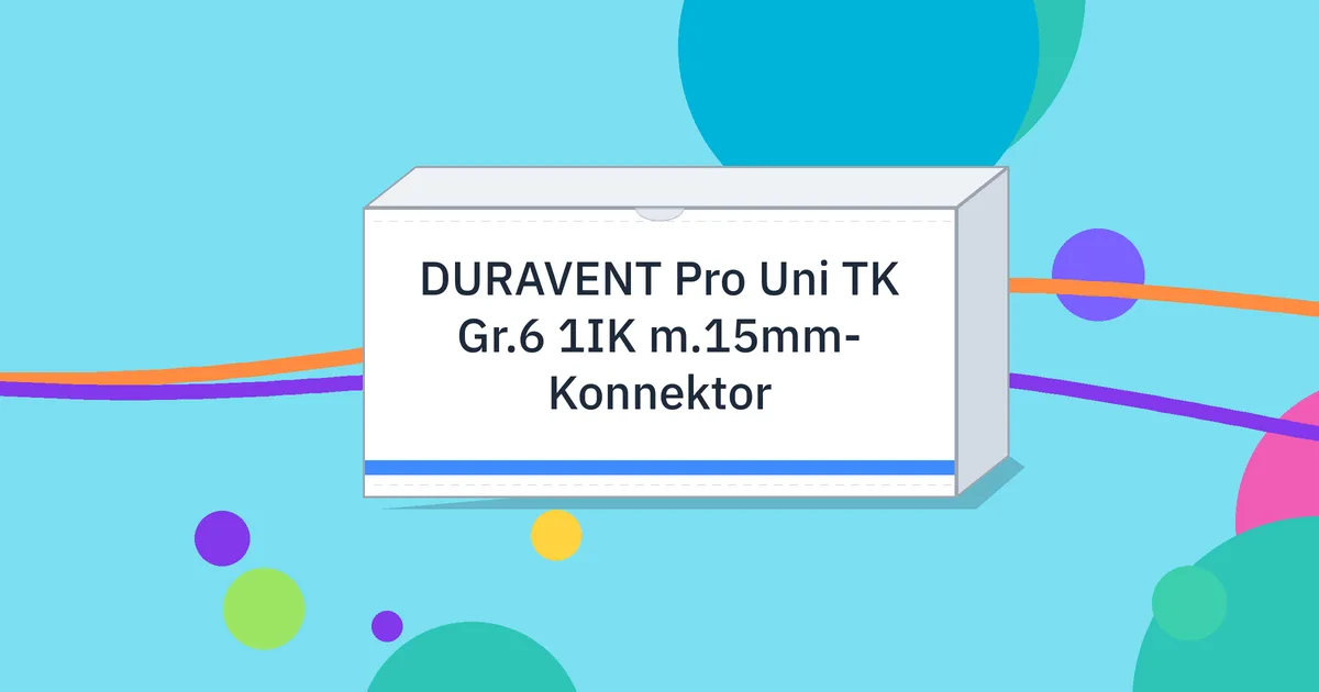 Symbolbild: Packung mit der Aufschrift DURAVENT Pro Uni TK Gr.6 1IK m.15mm-Konnektor (PZN 19242467) – Verfügbarkeit und Bezug in Apotheken in Frankfurt am Main