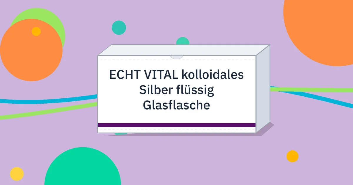 Symbolbild: Packung mit der Aufschrift ECHT VITAL kolloidales Silber flüssig Glasflasche (PZN 11847917) – Verfügbarkeit und Bezug in Apotheken in Frankfurt am Main