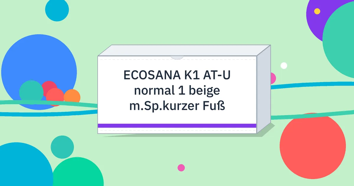 Symbolbild: Packung mit der Aufschrift ECOSANA K1 AT-U normal 1 beige m.Sp.kurzer Fuß (PZN 04732585) – Verfügbarkeit und Bezug in Apotheken in Frankfurt am Main