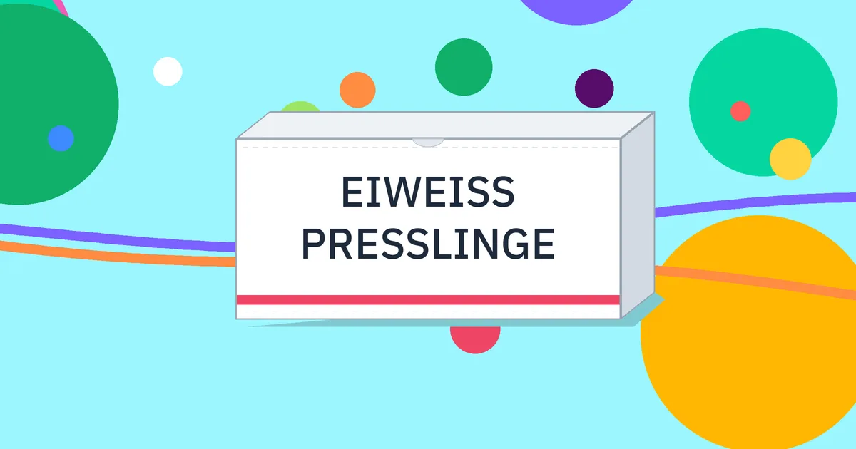 Symbolbild: Packung mit der Aufschrift EIWEISS PRESSLINGE (PZN 09483164) – Verfügbarkeit und Bezug in Apotheken in Frankfurt am Main
