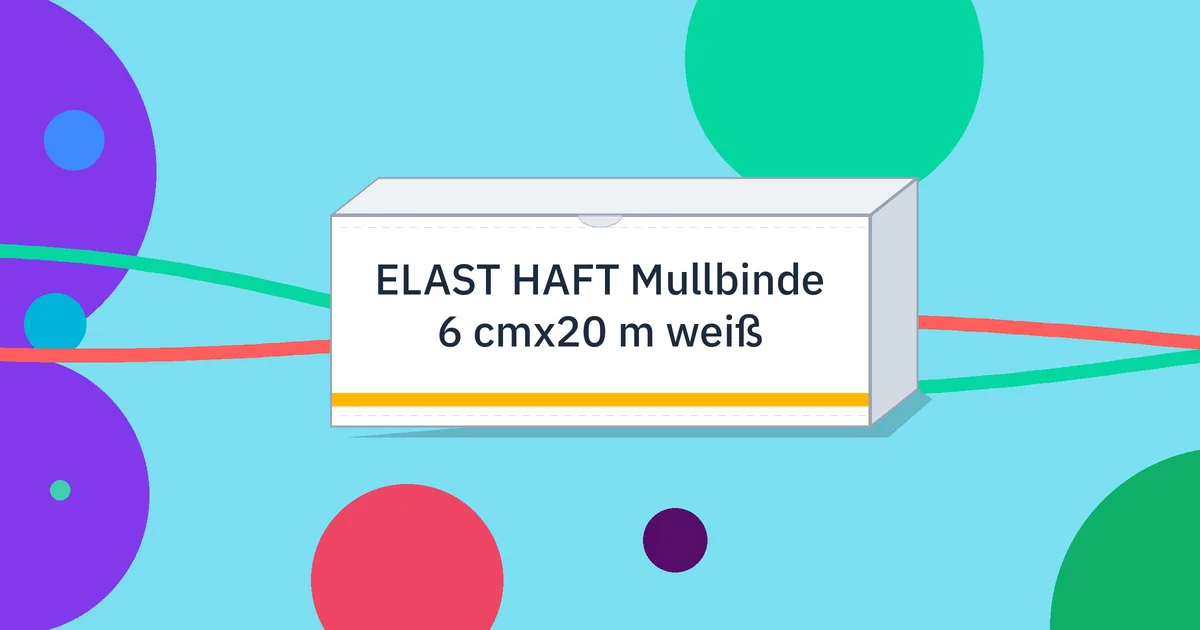 Symbolbild: Packung mit der Aufschrift ELAST HAFT Mullbinde 6 cmx20 m weiß (PZN 10810102) – Verfügbarkeit und Bezug in Apotheken in Frankfurt am Main