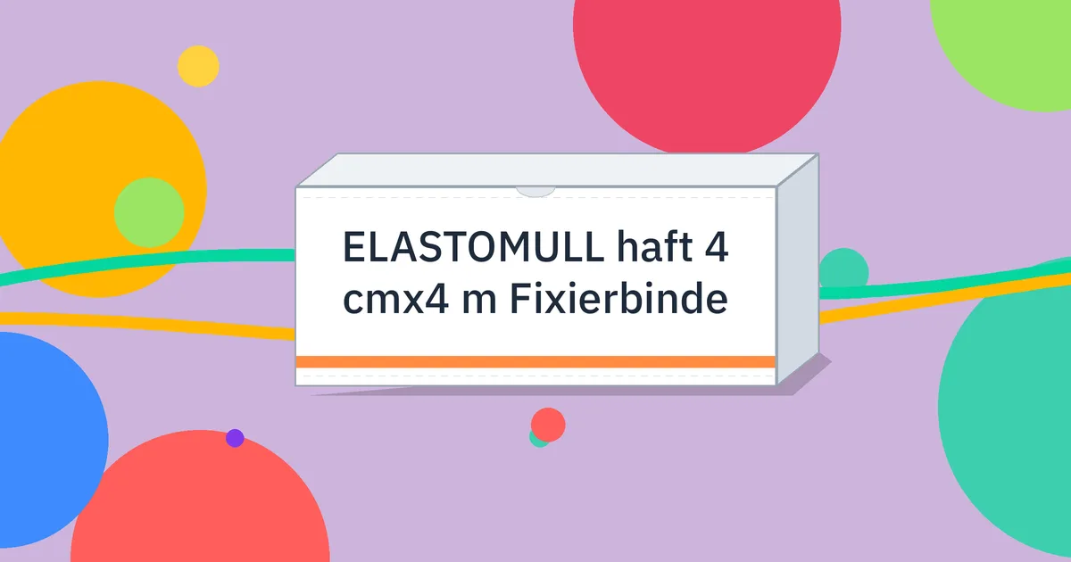 Symbolbild: Packung mit der Aufschrift ELASTOMULL haft 4 cmx4 m Fixierbinde (PZN 05398444) – Verfügbarkeit und Bezug in Apotheken in Frankfurt am Main