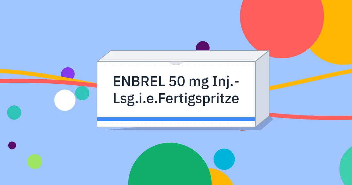 Symbolbild: Packung mit der Aufschrift ENBREL 50 mg Inj.-Lsg.i.e.Fertigspritze (PZN 02199425) – Verfügbarkeit und Bezug in Apotheken in Frankfurt am Main