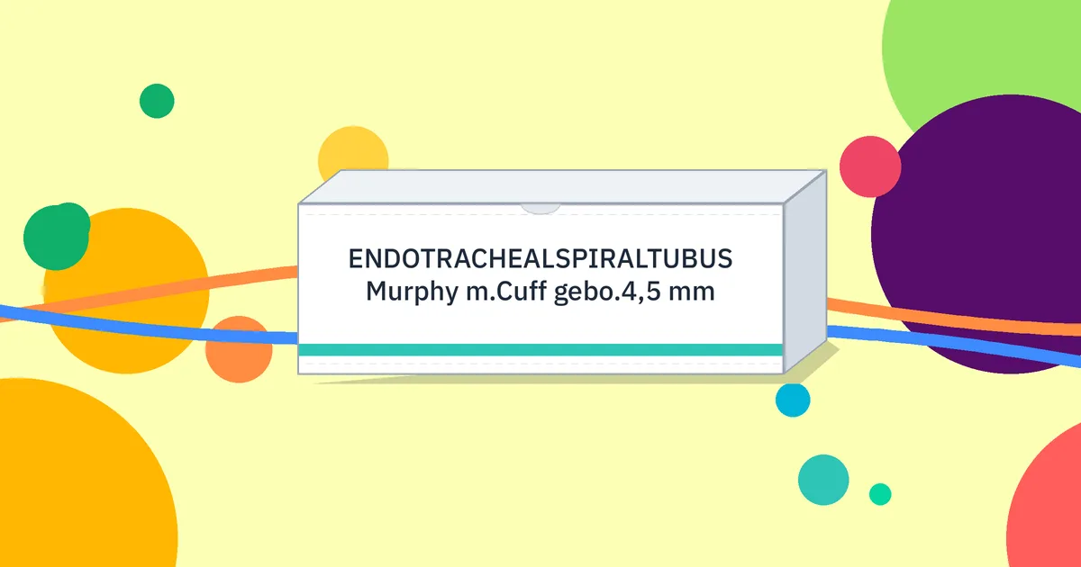 Symbolbild: Packung mit der Aufschrift ENDOTRACHEALSPIRALTUBUS Murphy m.Cuff gebo.4,5 mm (PZN 03444559) – Verfügbarkeit und Bezug in Apotheken in Frankfurt am Main