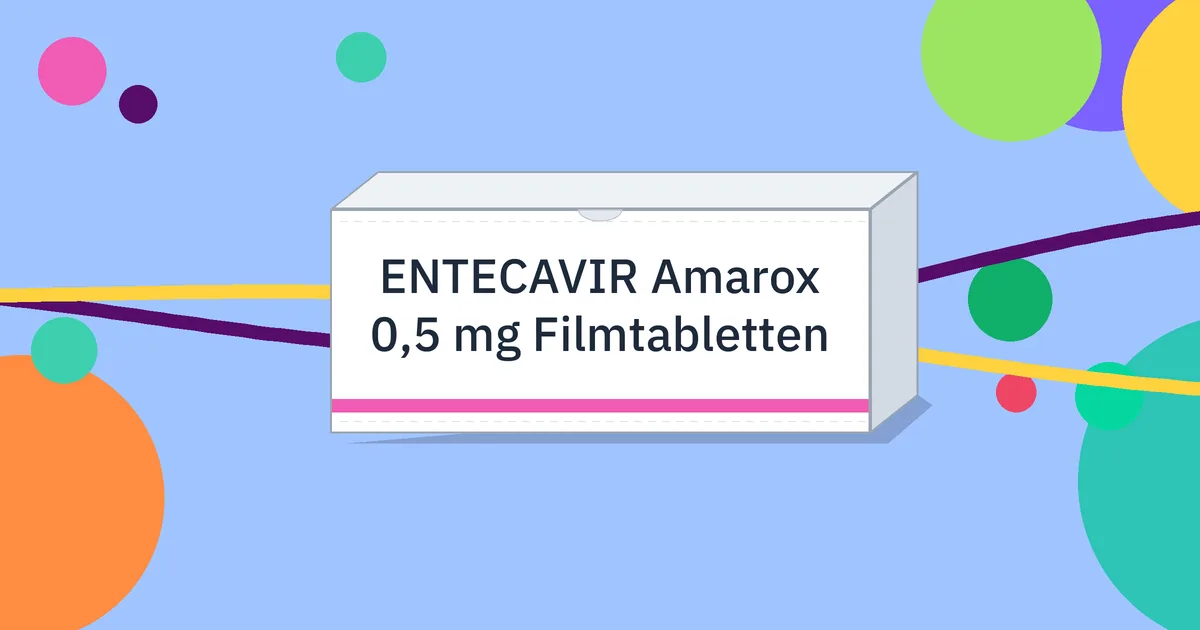Symbolbild: Packung mit der Aufschrift ENTECAVIR Amarox 0,5 mg Filmtabletten (PZN 16369463) – Verfügbarkeit und Bezug in Apotheken in Frankfurt am Main