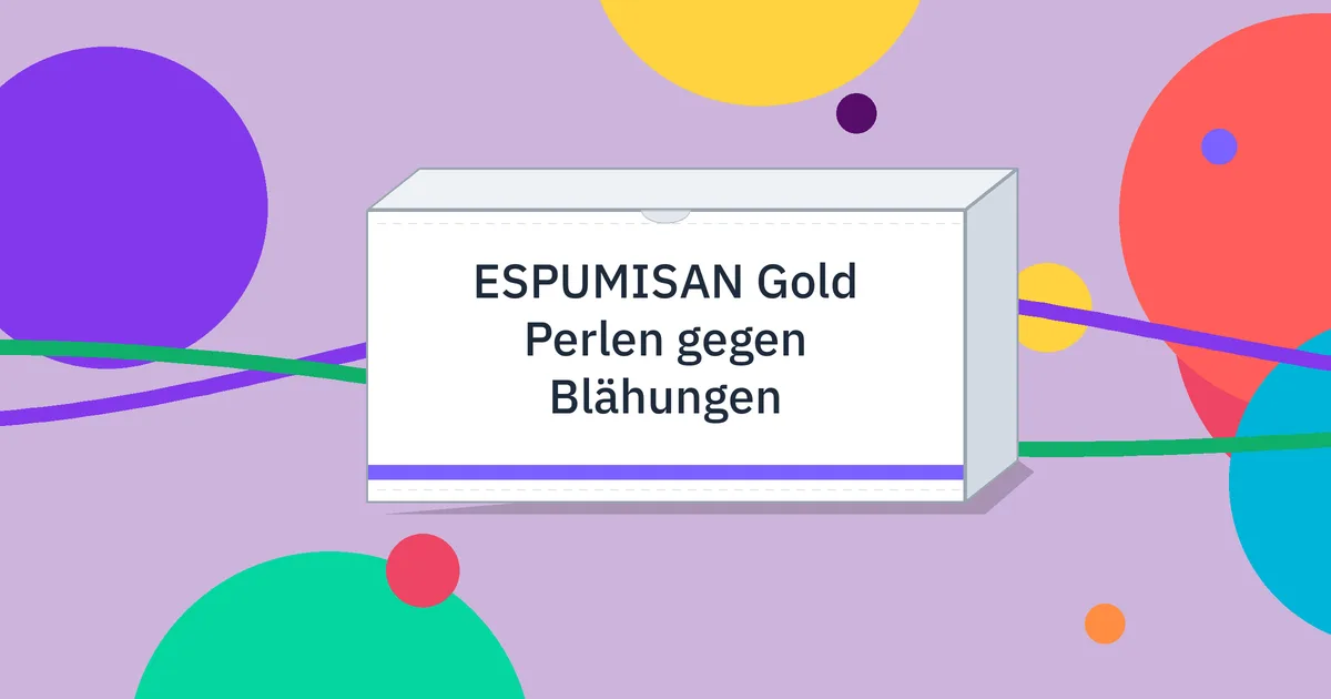 Symbolbild: Packung mit der Aufschrift ESPUMISAN Gold Perlen gegen Blähungen (PZN 05703858) – Verfügbarkeit und Bezug in Apotheken in Frankfurt am Main
