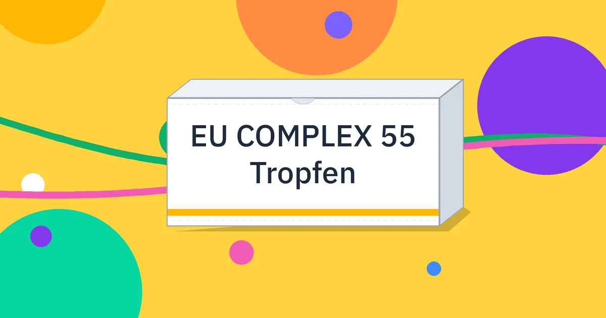 Symbolbild: Packung mit der Aufschrift EU COMPLEX 55 Tropfen (PZN 18162306) – Verfügbarkeit und Bezug in Apotheken in Frankfurt am Main