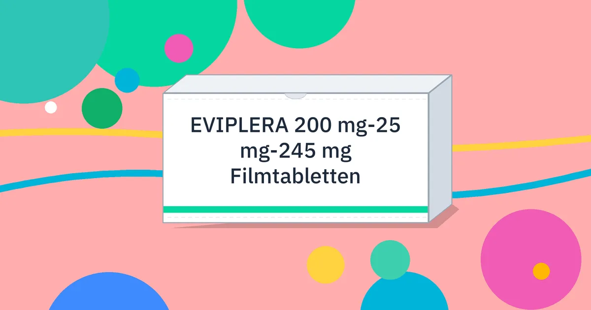 Symbolbild: Packung mit der Aufschrift EVIPLERA 200 mg-25 mg-245 mg Filmtabletten (PZN 11055582) – Verfügbarkeit und Bezug in Apotheken in Frankfurt am Main
