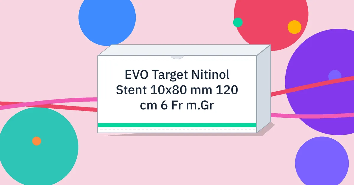 Symbolbild: Packung mit der Aufschrift EVO Target Nitinol Stent 10x80 mm 120 cm 6 Fr m.Gr (PZN 00105199) – Verfügbarkeit und Bezug in Apotheken in Frankfurt am Main