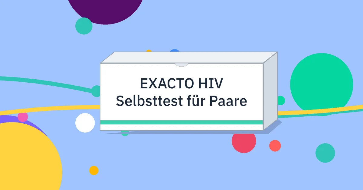 Symbolbild: Packung mit der Aufschrift EXACTO HIV Selbsttest für Paare (PZN 14323600) – Verfügbarkeit und Bezug in Apotheken in Frankfurt am Main