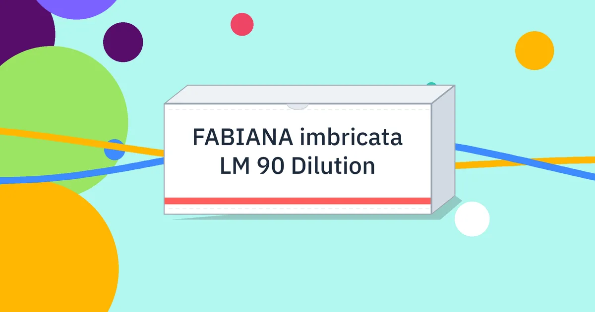 Symbolbild: Packung mit der Aufschrift FABIANA imbricata LM 90 Dilution (PZN 13485861) – Verfügbarkeit und Bezug in Apotheken in Frankfurt am Main
