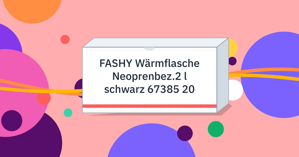 Symbolbild: Packung mit der Aufschrift FASHY Wärmflasche Neoprenbez.2 l schwarz 67385 20 (PZN 17246567) – Verfügbarkeit und Bezug in Apotheken in Frankfurt am Main
