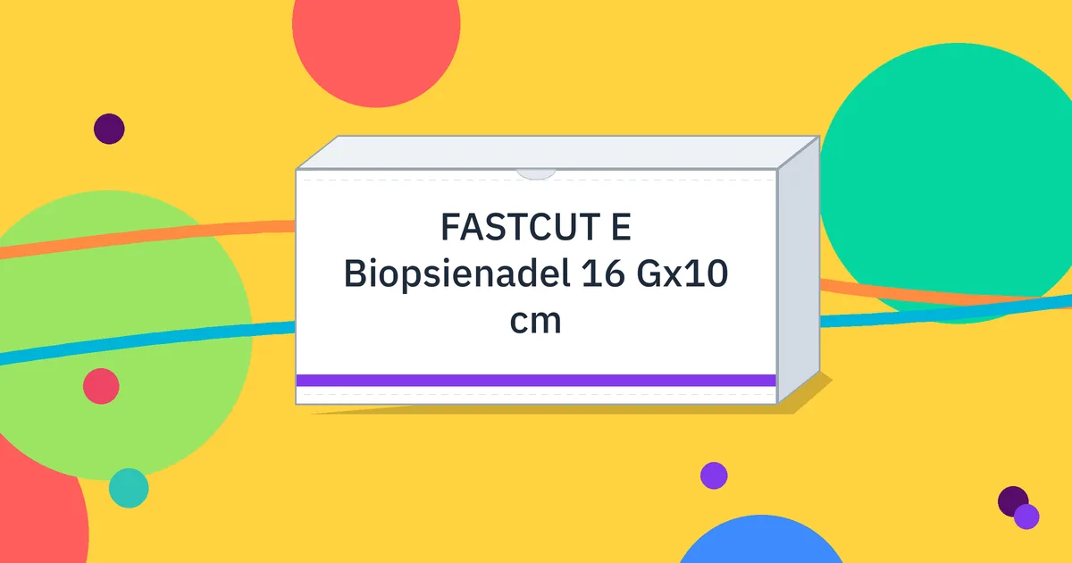 Symbolbild: Packung mit der Aufschrift FASTCUT E Biopsienadel 16 Gx10 cm (PZN 16922434) – Verfügbarkeit und Bezug in Apotheken in Frankfurt am Main