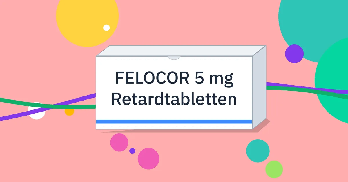 Symbolbild: Packung mit der Aufschrift FELOCOR 5 mg Retardtabletten (PZN 01511493) – Verfügbarkeit und Bezug in Apotheken in Frankfurt am Main
