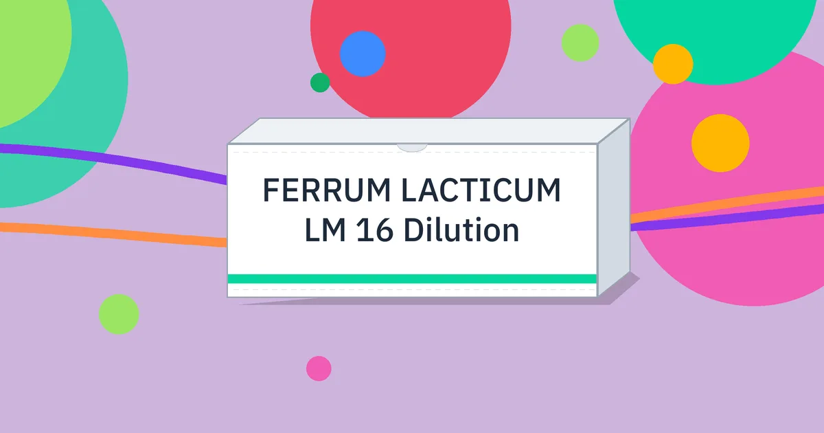 Symbolbild: Packung mit der Aufschrift FERRUM LACTICUM LM 16 Dilution (PZN 12849433) – Verfügbarkeit und Bezug in Apotheken in Frankfurt am Main