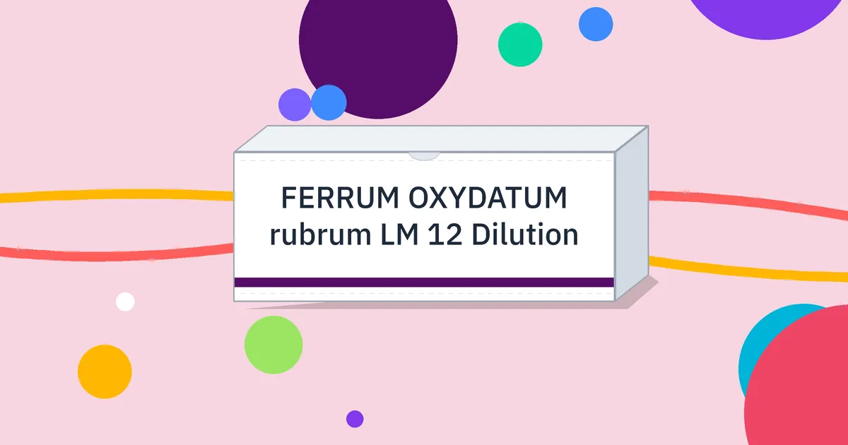 Symbolbild: Packung mit der Aufschrift FERRUM OXYDATUM rubrum LM 12 Dilution (PZN 12851648) – Verfügbarkeit und Bezug in Apotheken in Frankfurt am Main