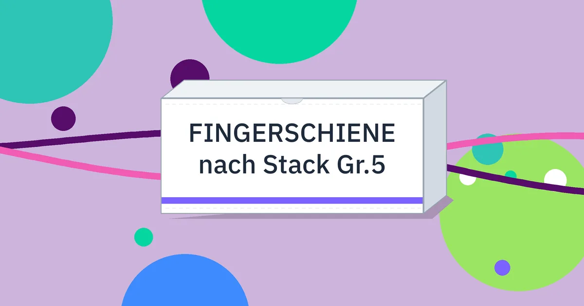 Symbolbild: Packung mit der Aufschrift FINGERSCHIENE nach Stack Gr.5 (PZN 04756410) – Verfügbarkeit und Bezug in Apotheken in Frankfurt am Main