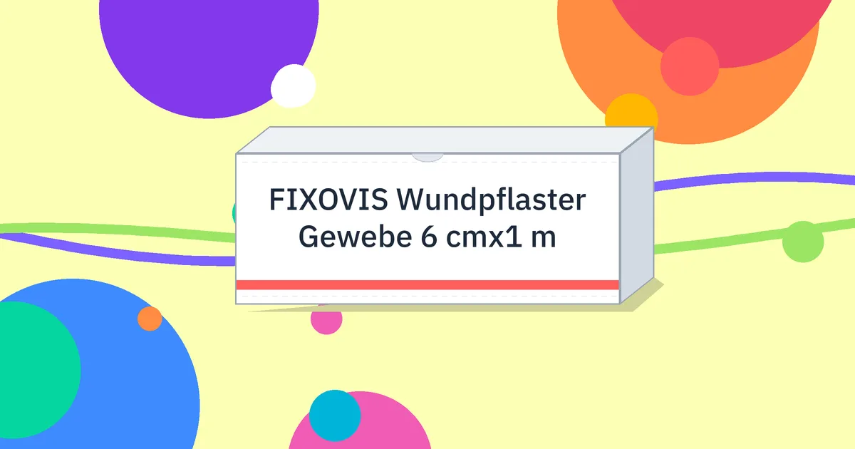 Symbolbild: Packung mit der Aufschrift FIXOVIS Wundpflaster Gewebe 6 cmx1 m (PZN 04940361) – Verfügbarkeit und Bezug in Apotheken in Frankfurt am Main