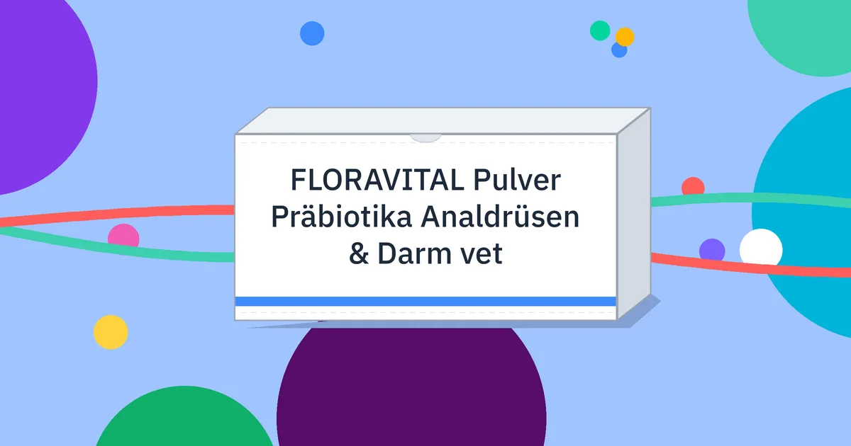 Symbolbild: Packung mit der Aufschrift FLORAVITAL Pulver Präbiotika Analdrüsen & Darm vet (PZN 20222300) – Verfügbarkeit und Bezug in Apotheken in Frankfurt am Main