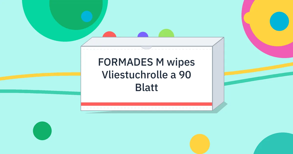 Symbolbild: Packung mit der Aufschrift FORMADES M wipes Vliestuchrolle a 90 Blatt (PZN 10313438) – Verfügbarkeit und Bezug in Apotheken in Frankfurt am Main