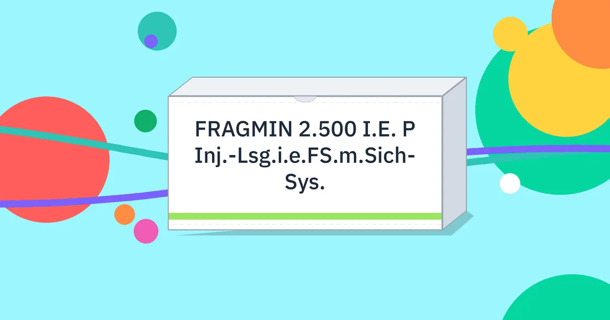 Symbolbild: Packung mit der Aufschrift FRAGMIN 2.500 I.E. P Inj.-Lsg.i.e.FS.m.Sich-Sys. (PZN 09893689) – Verfügbarkeit und Bezug in Apotheken in Frankfurt am Main