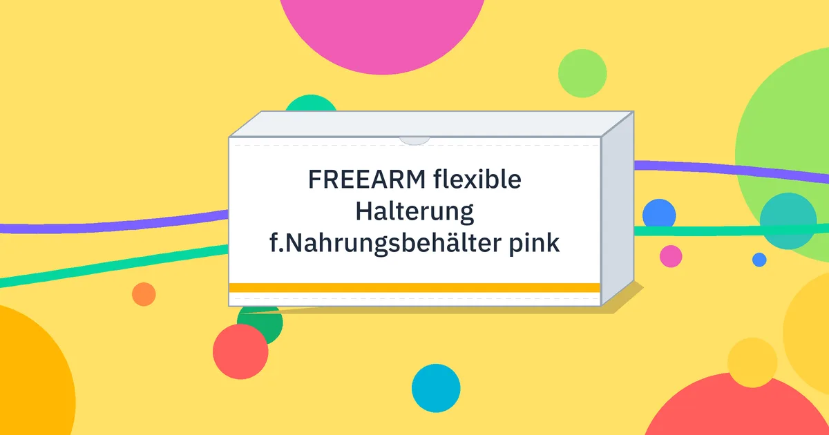 Symbolbild: Packung mit der Aufschrift FREEARM flexible Halterung f.Nahrungsbehälter pink (PZN 17622556) – Verfügbarkeit und Bezug in Apotheken in Frankfurt am Main