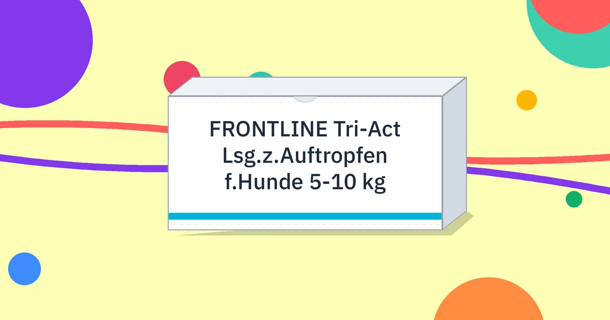 Symbolbild: Packung mit der Aufschrift FRONTLINE Tri-Act Lsg.z.Auftropfen f.Hunde 5-10 kg (PZN 16359855) – Verfügbarkeit und Bezug in Apotheken in Frankfurt am Main