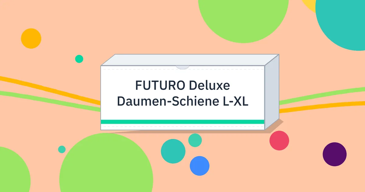 Symbolbild: Packung mit der Aufschrift FUTURO Deluxe Daumen-Schiene L-XL (PZN 10186603) – Verfügbarkeit und Bezug in Apotheken in Frankfurt am Main