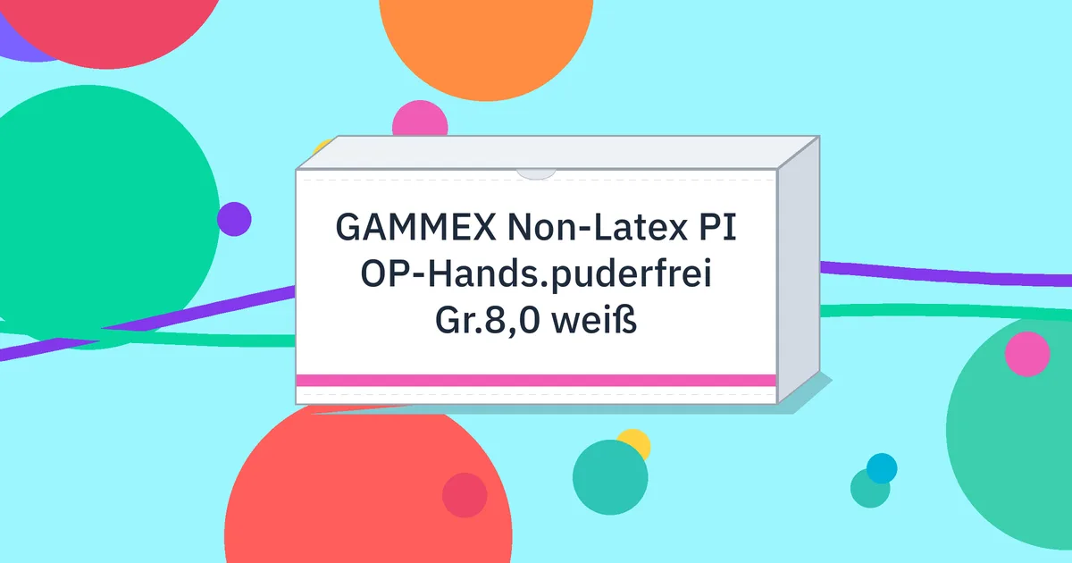 Symbolbild: Packung mit der Aufschrift GAMMEX Non-Latex PI OP-Hands.puderfrei Gr.8,0 weiß (PZN 11614662) – Verfügbarkeit und Bezug in Apotheken in Frankfurt am Main