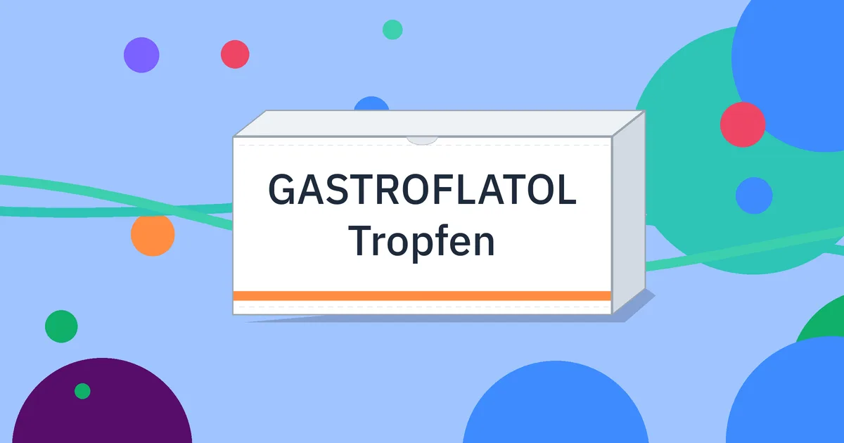 Symbolbild: Packung mit der Aufschrift GASTROFLATOL Tropfen (PZN 04044810) – Verfügbarkeit und Bezug in Apotheken in Frankfurt am Main