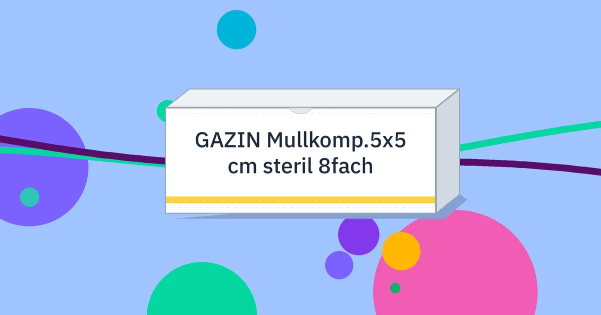 Symbolbild: Packung mit der Aufschrift GAZIN Mullkomp.5x5 cm steril 8fach (PZN 03449048) – Verfügbarkeit und Bezug in Apotheken in Frankfurt am Main