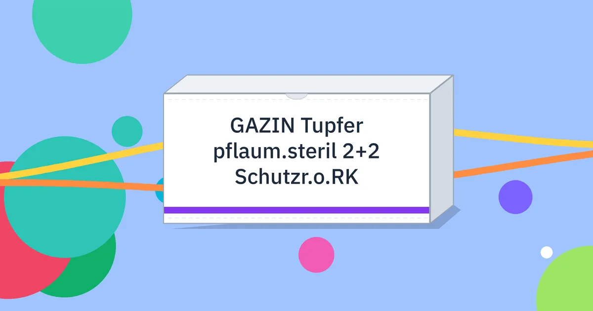 Symbolbild: Packung mit der Aufschrift GAZIN Tupfer pflaum.steril 2+2 Schutzr.o.RK (PZN 15997950) – Verfügbarkeit und Bezug in Apotheken in Frankfurt am Main