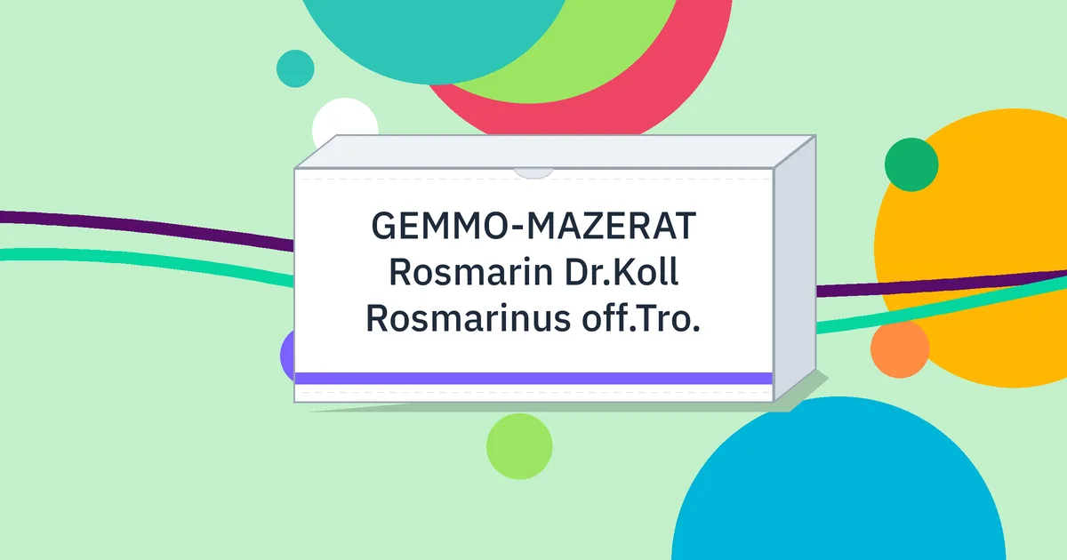 Symbolbild: Packung mit der Aufschrift GEMMO-MAZERAT Rosmarin Dr.Koll Rosmarinus off.Tro. (PZN 20059975) – Verfügbarkeit und Bezug in Apotheken in Frankfurt am Main