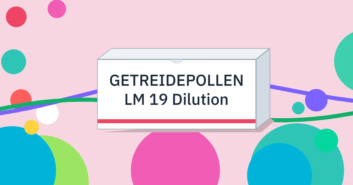 Symbolbild: Packung mit der Aufschrift GETREIDEPOLLEN LM 19 Dilution (PZN 12877702) – Verfügbarkeit und Bezug in Apotheken in Frankfurt am Main