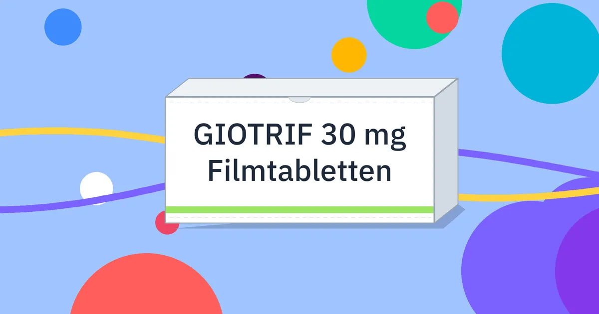 Symbolbild: Packung mit der Aufschrift GIOTRIF 30 mg Filmtabletten (PZN 10547283) – Verfügbarkeit und Bezug in Apotheken in Frankfurt am Main