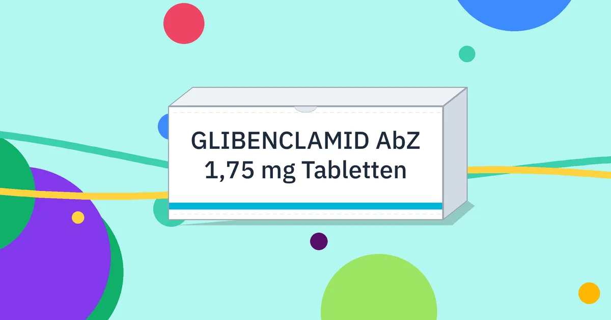 Symbolbild: Packung mit der Aufschrift GLIBENCLAMID AbZ 1,75 mg Tabletten (PZN 01725047) – Verfügbarkeit und Bezug in Apotheken in Frankfurt am Main