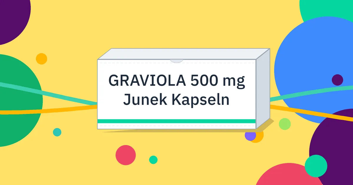 Symbolbild: Packung mit der Aufschrift GRAVIOLA 500 mg Junek Kapseln (PZN 20282756) – Verfügbarkeit und Bezug in Apotheken in Frankfurt am Main