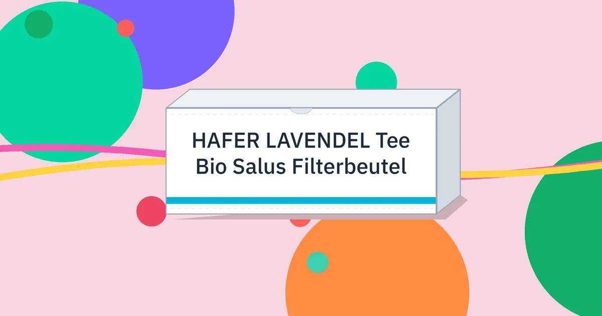 Symbolbild: Packung mit der Aufschrift HAFER LAVENDEL Tee Bio Salus Filterbeutel (PZN 17559384) – Verfügbarkeit und Bezug in Apotheken in Frankfurt am Main