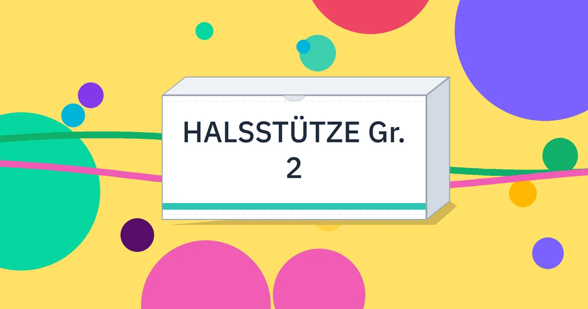 Symbolbild: Packung mit der Aufschrift HALSSTÜTZE Gr. 2 (PZN 02439266) – Verfügbarkeit und Bezug in Apotheken in Frankfurt am Main