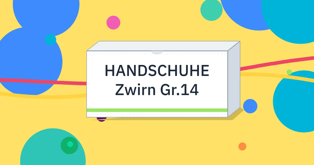 Symbolbild: Packung mit der Aufschrift HANDSCHUHE Zwirn Gr.14 (PZN 02690084) – Verfügbarkeit und Bezug in Apotheken in Frankfurt am Main