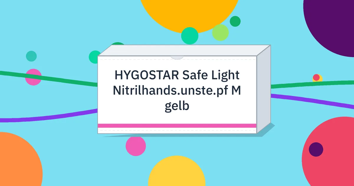 Symbolbild: Packung mit der Aufschrift HYGOSTAR Safe Light Nitrilhands.unste.pf M gelb (PZN 20774175) – Verfügbarkeit und Bezug in Apotheken in Frankfurt am Main
