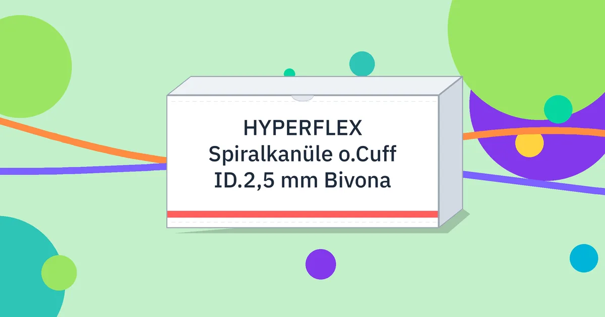 Symbolbild: Packung mit der Aufschrift HYPERFLEX Spiralkanüle o.Cuff ID.2,5 mm Bivona (PZN 02253828) – Verfügbarkeit und Bezug in Apotheken in Frankfurt am Main