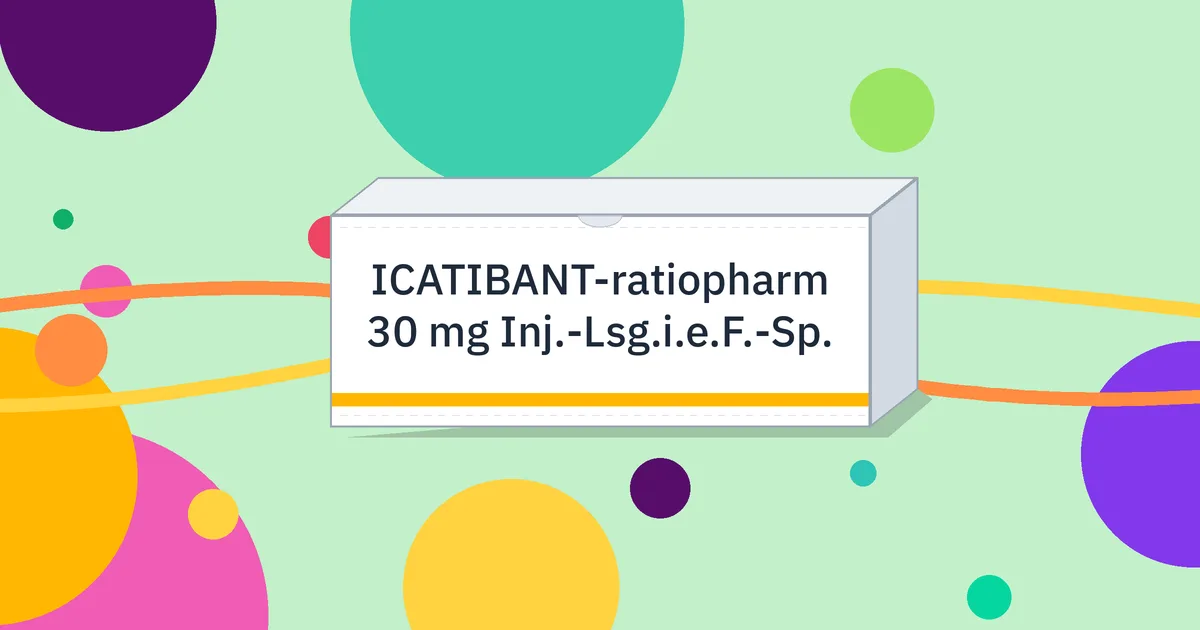 Symbolbild: Packung mit der Aufschrift ICATIBANT-ratiopharm 30 mg Inj.-Lsg.i.e.F.-Sp. (PZN 16850634) – Verfügbarkeit und Bezug in Apotheken in Frankfurt am Main