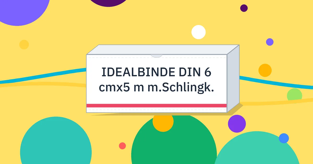 Symbolbild: Packung mit der Aufschrift IDEALBINDE DIN 6 cmx5 m m.Schlingk. (PZN 01720156) – Verfügbarkeit und Bezug in Apotheken in Frankfurt am Main
