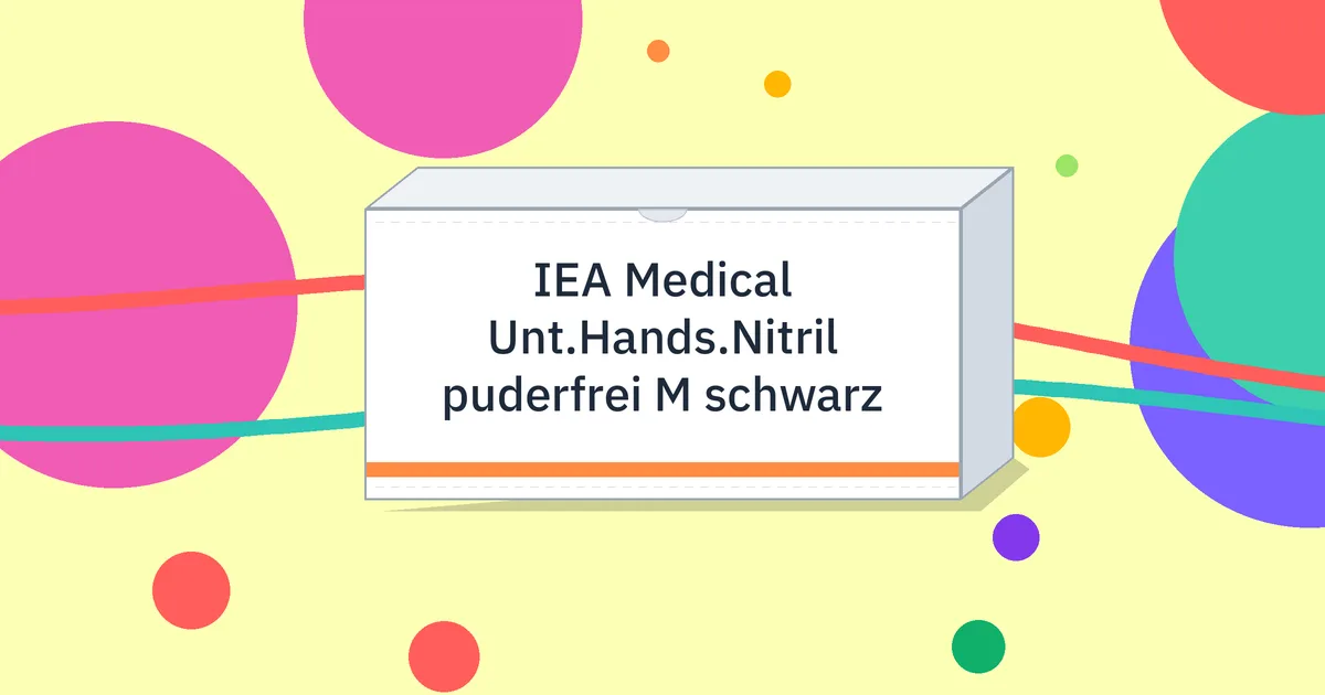 Symbolbild: Packung mit der Aufschrift IEA Medical Unt.Hands.Nitril puderfrei M schwarz (PZN 18785527) – Verfügbarkeit und Bezug in Apotheken in Frankfurt am Main