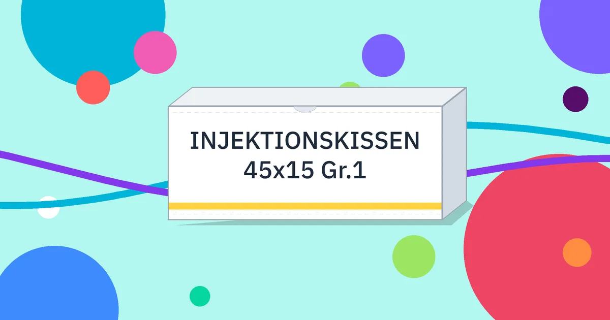 Symbolbild: Packung mit der Aufschrift INJEKTIONSKISSEN 45x15 Gr.1 (PZN 02439450) – Verfügbarkeit und Bezug in Apotheken in Frankfurt am Main
